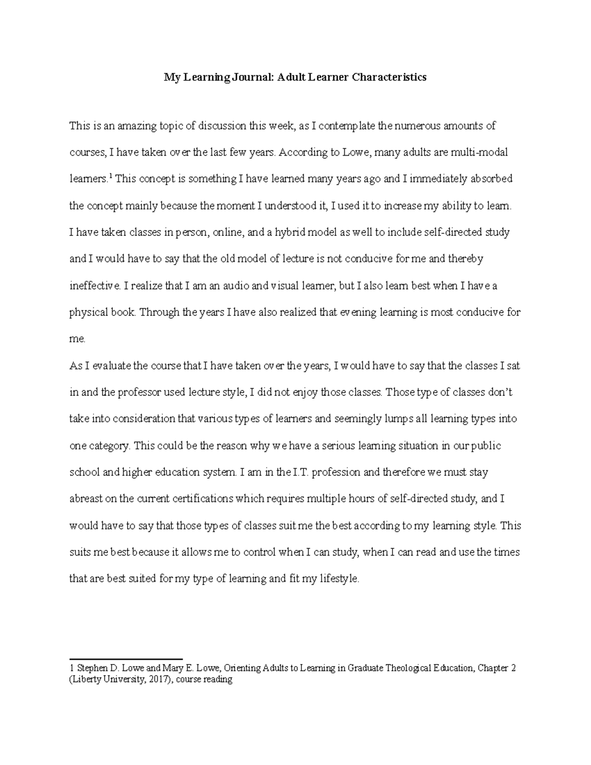 My Learning Adult Learner Characteristics - My Learning Journal: Adult ...