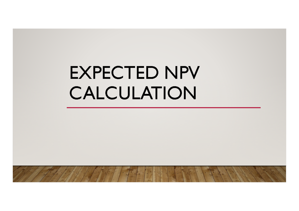 Expected NPV - EXPECTED NPV CALCULATION EXPECTED NET PRESENT VALUE ...