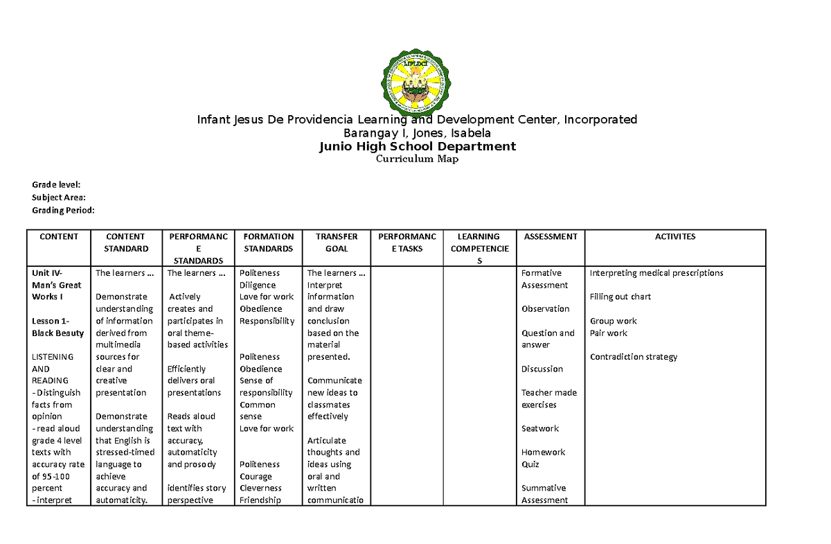 CM- English - MAPS - Infant Jesus De Providencia Learning and ...
