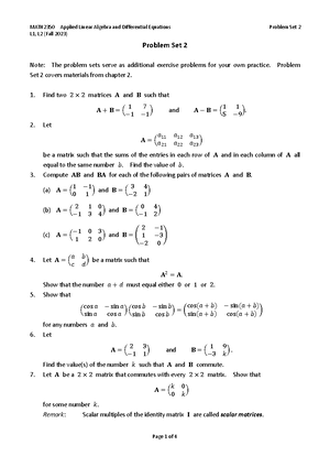 Math 2350 hw1 - Assignment 1 - Applied Linear Algebra and Differential ...