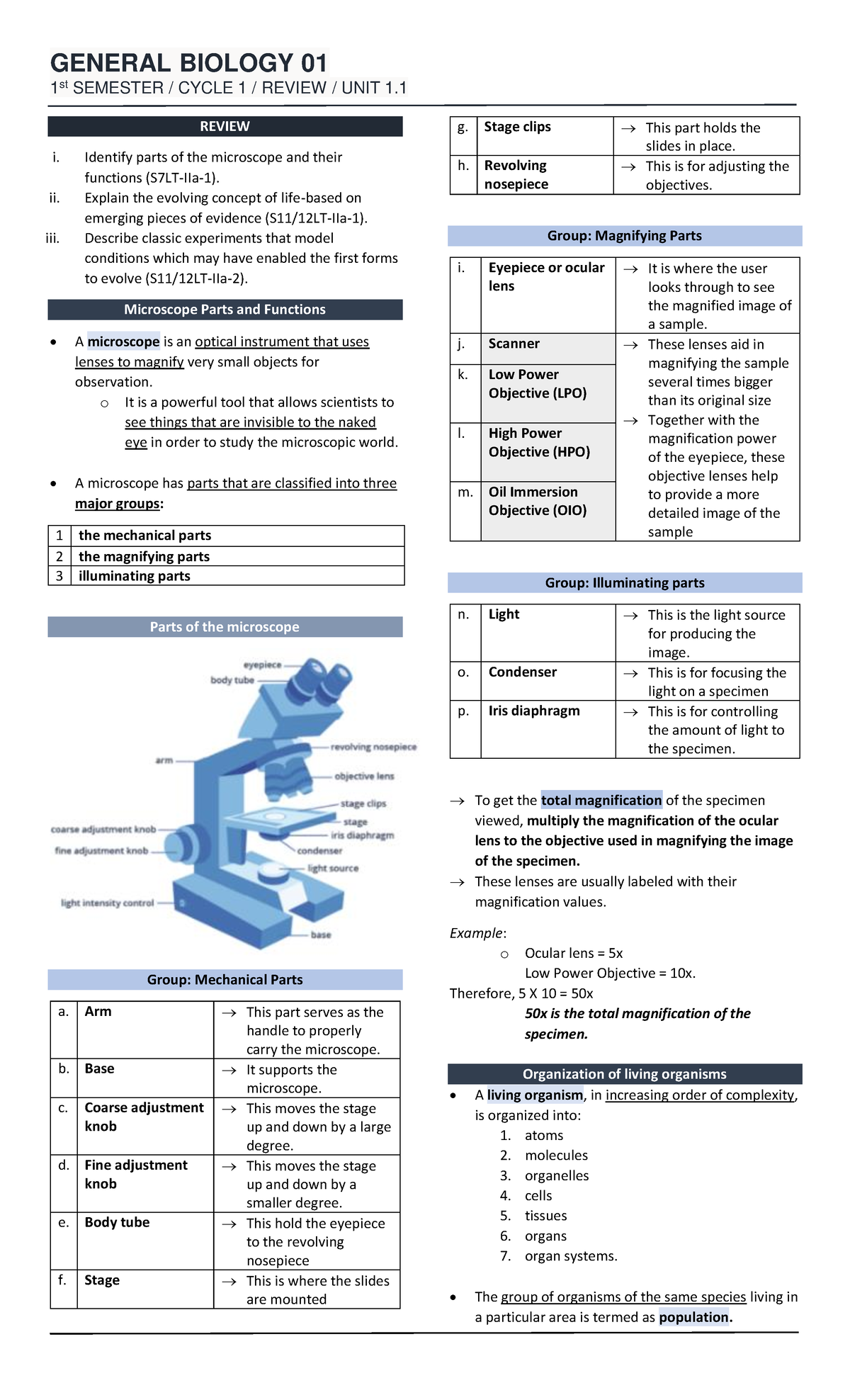 1-genbio-review - genbio 1 review - GENERAL BIOLOGY 01 1 st SEMESTER ...