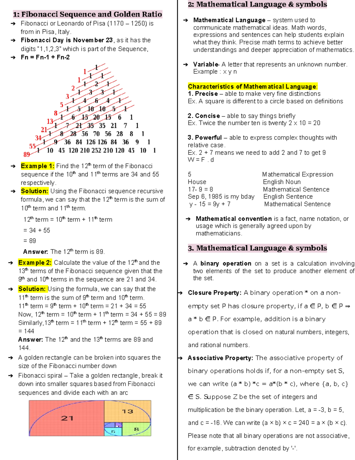 Mmw - math is hard but we can do it hzhz - 1: Fibonacci Sequence and Golden Ratio Fibonacci or ...