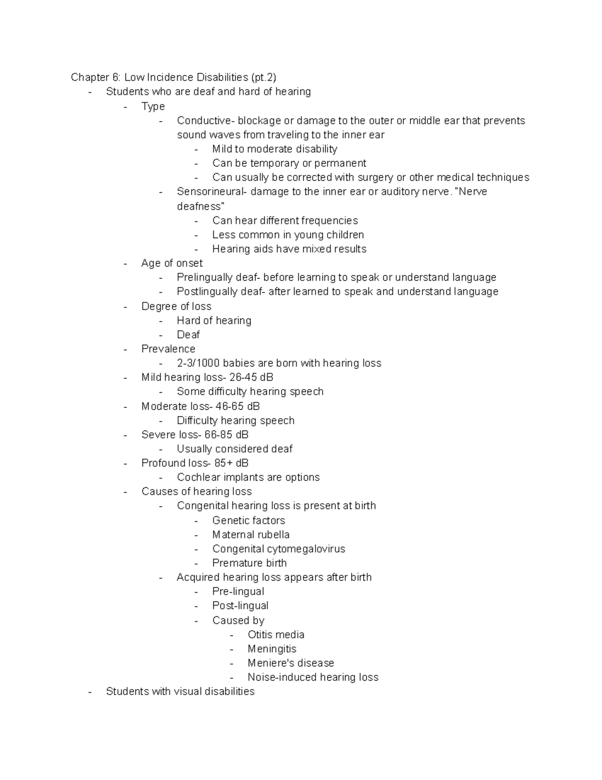 Chapter 6 Low Incidence Disabilities - Chapter 6: Low Incidence ...