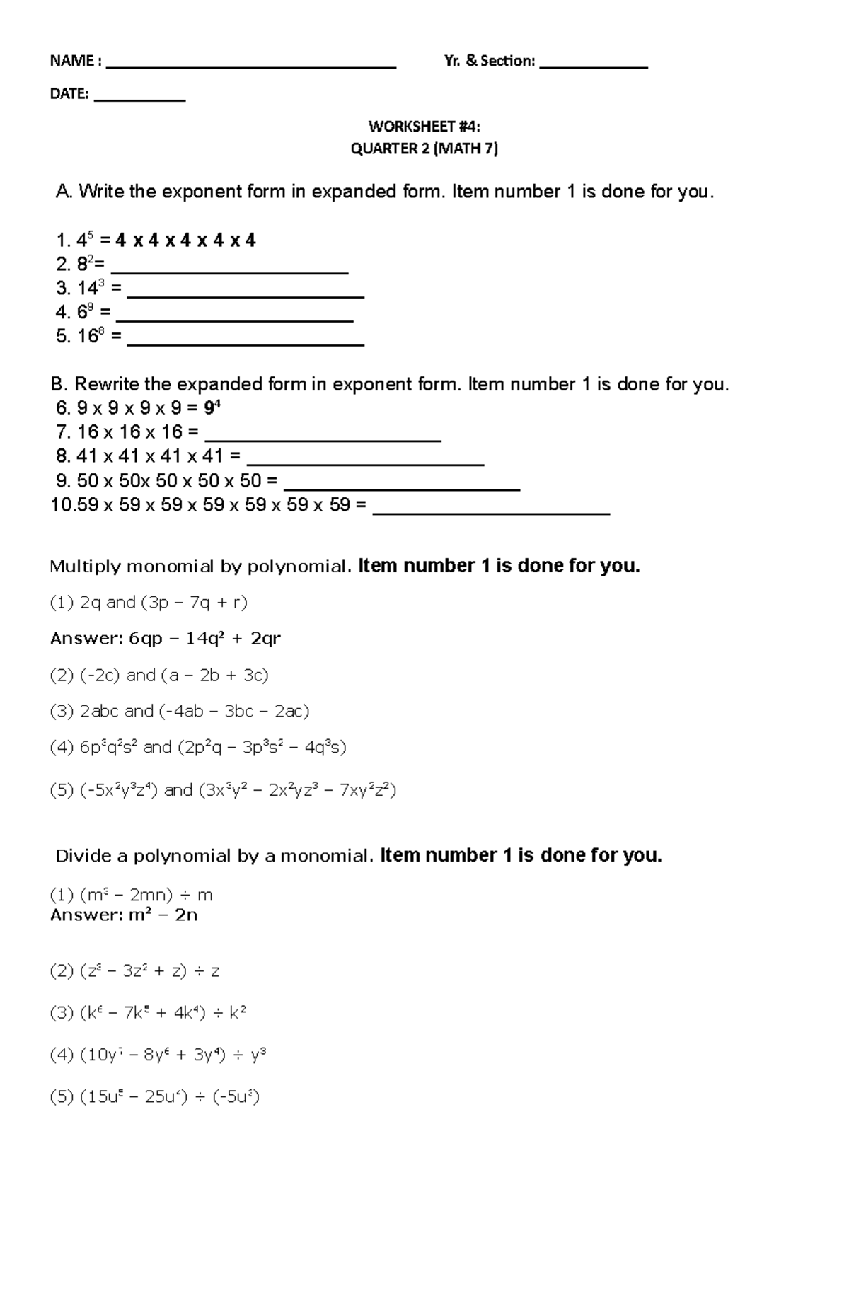 Q2-workseet-4 - It is an activity sheet - NAME ...
