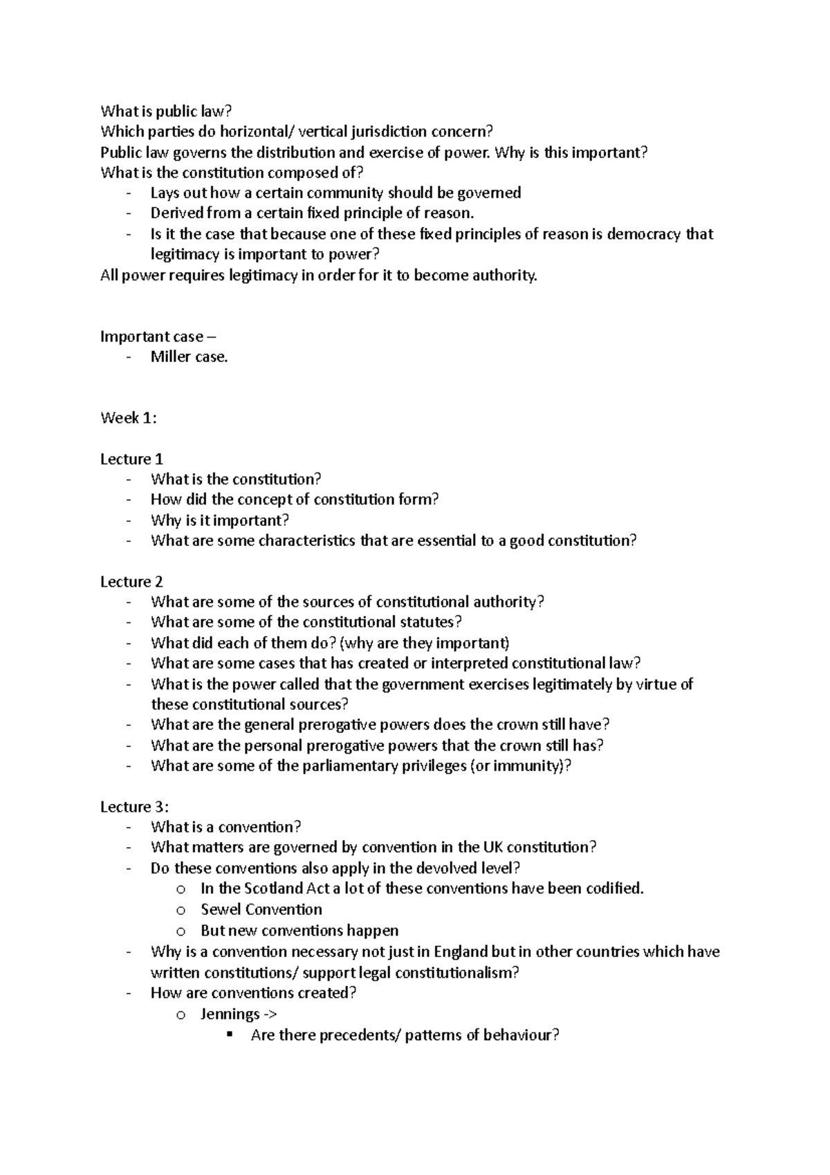 Public Law Checklist Questions To Consolidate Lectures What Is