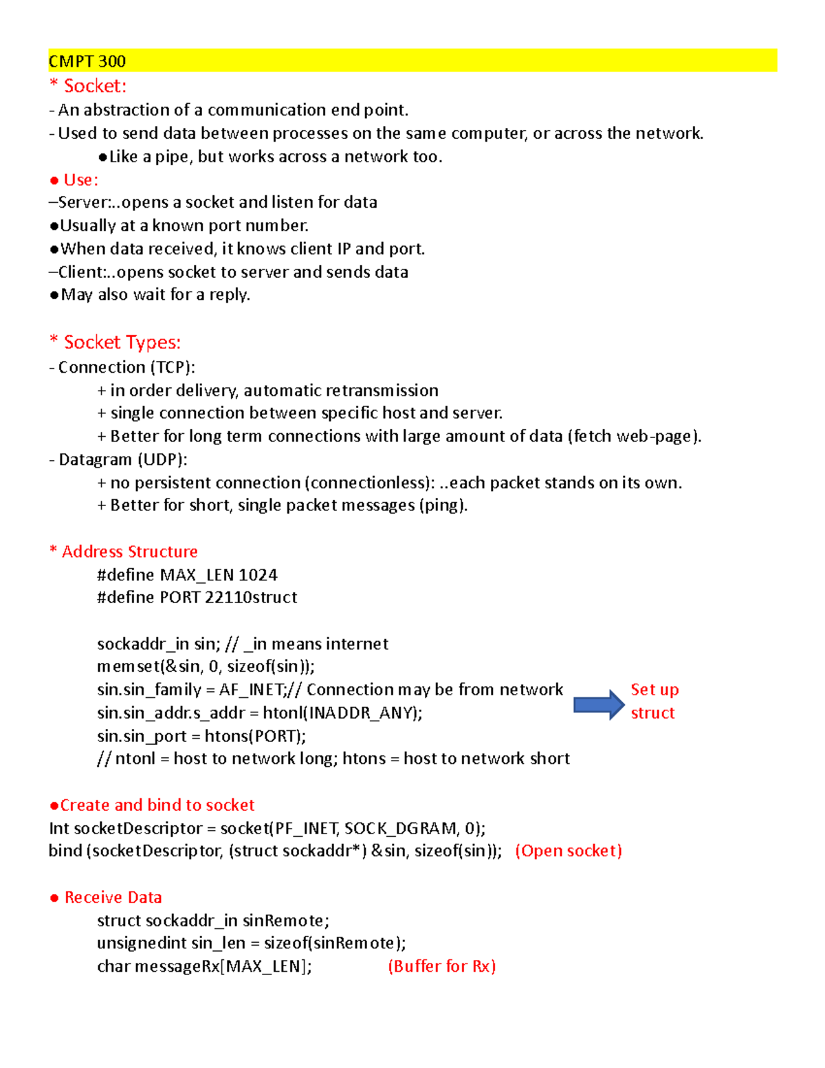 Socket Note - Warning: TT: undefined function: 32 Warning: TT: undefined function: 32 CMPT 300 ...