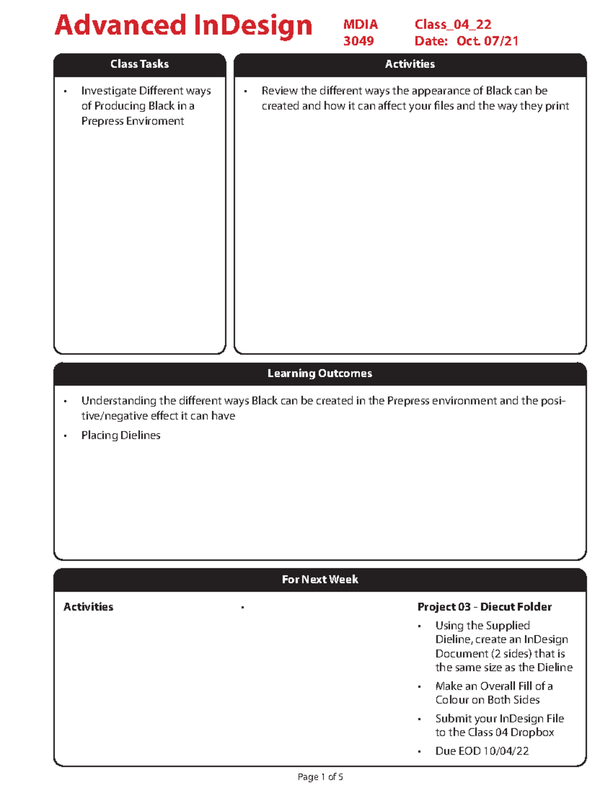 Class 04 22 - Advanced InDesign Class_04_ Date: MDIA 3049 Class Tasks ...