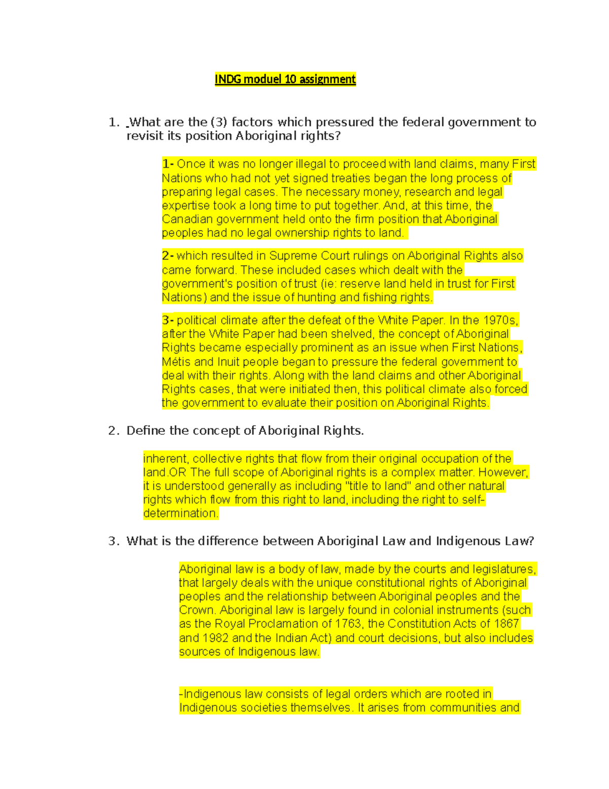 INDG moduel 10 assignment - INDG moduel 10 assignment What are the (3 ...