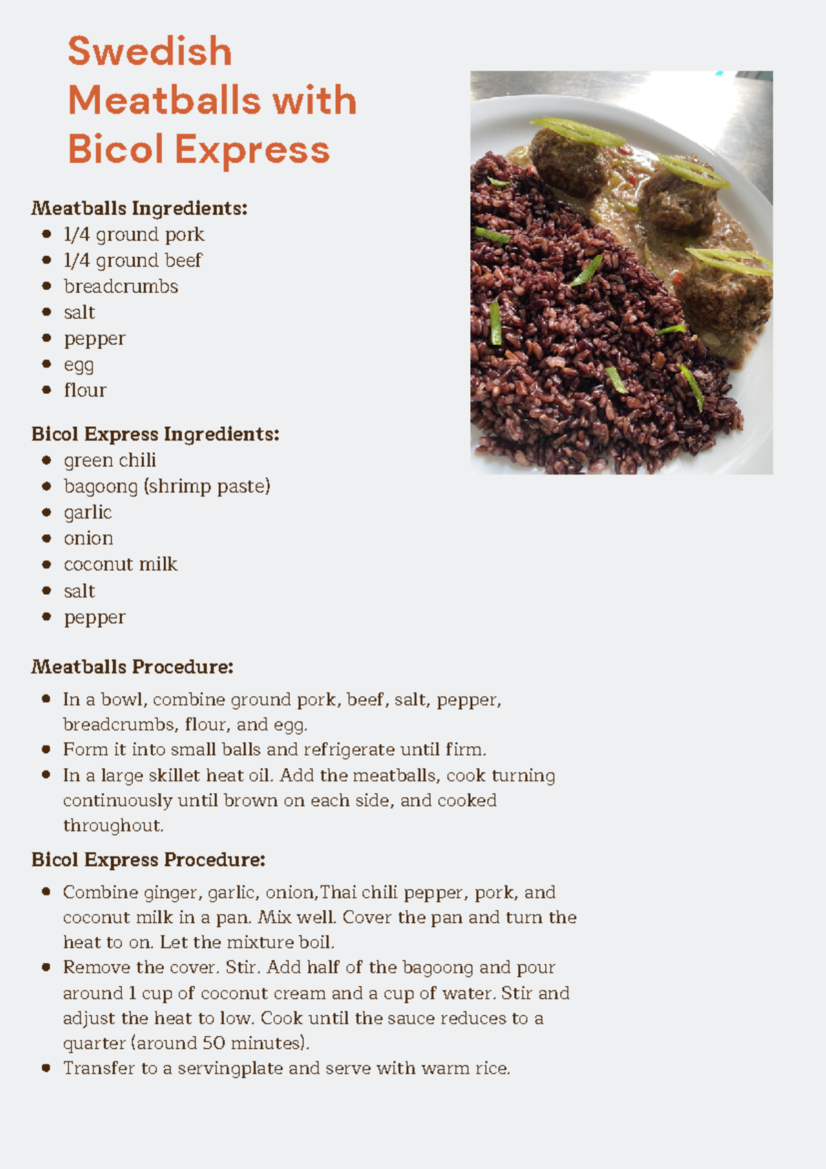 05 Laboratory Exercise 1 Group 2 - ####### Meatballs Ingredients ...