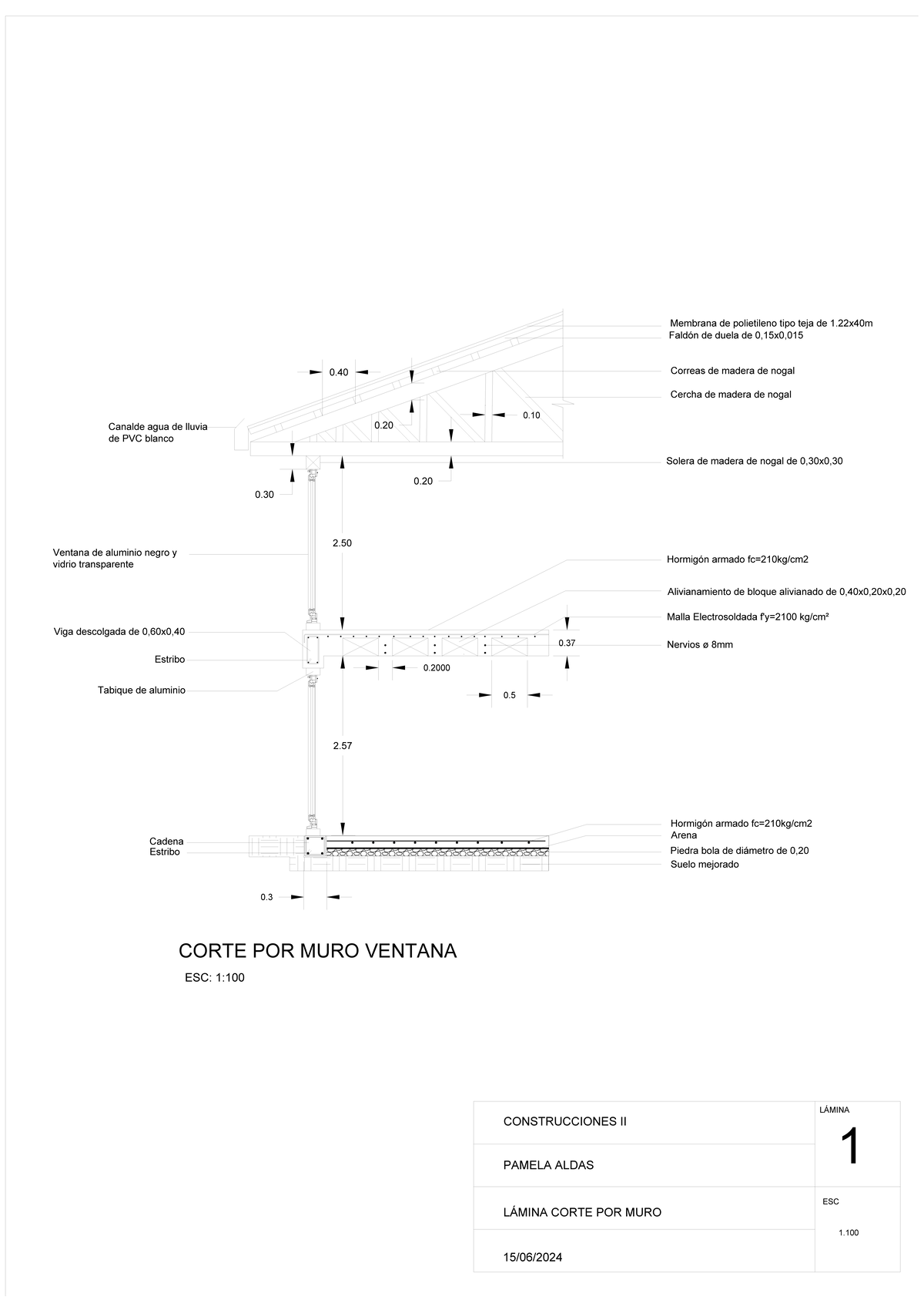 Corte POR MURO Ventana - Membrana de polietileno tipo teja de 1 Faldón ...