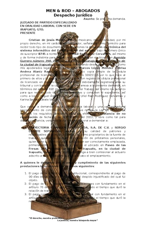 Machote demanda laboral 2023 - FORMATO DE DEMANDA LABORAL POR DESPIDO ...