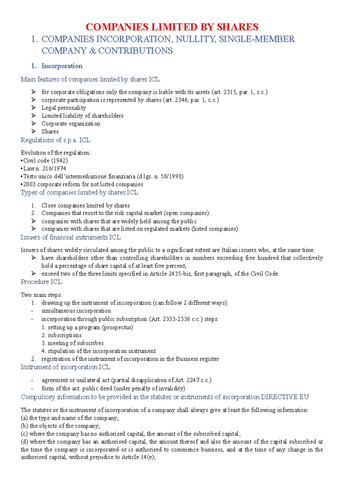 Companies limited by shares - COMPANIES LIMITED BY SHARES 1. COMPANIES ...