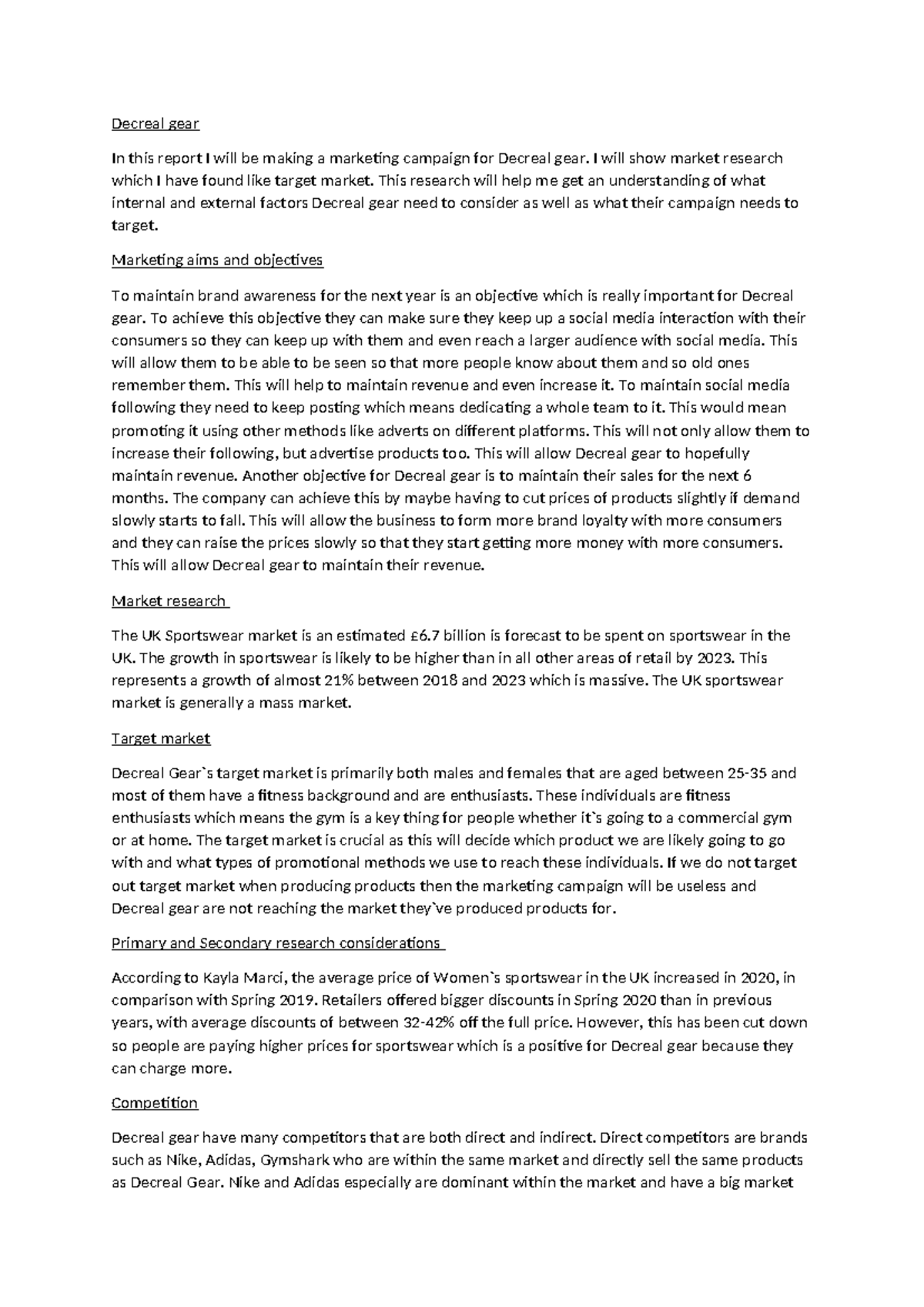 Decreal gear assesment - Decreal gear In this report I will be making a ...
