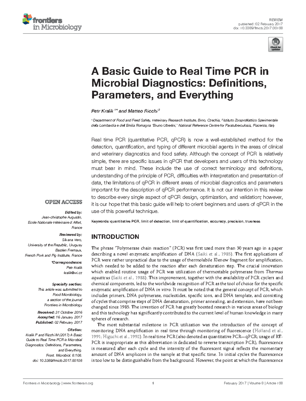 Real time PCR - Real time PCR - REVIEW published: 02 February 2017 doi ...
