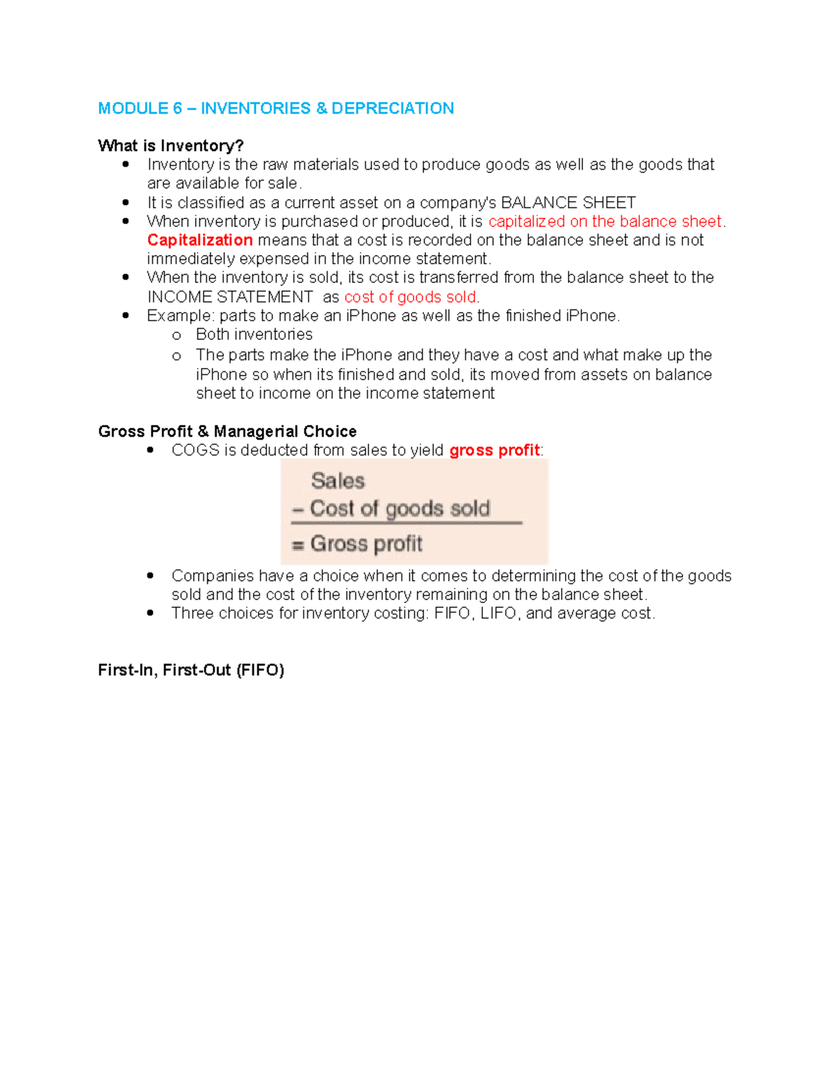 Module 6 - Prof Jennifer Riley - MODULE 6 – INVENTORIES & DEPRECIATION ...