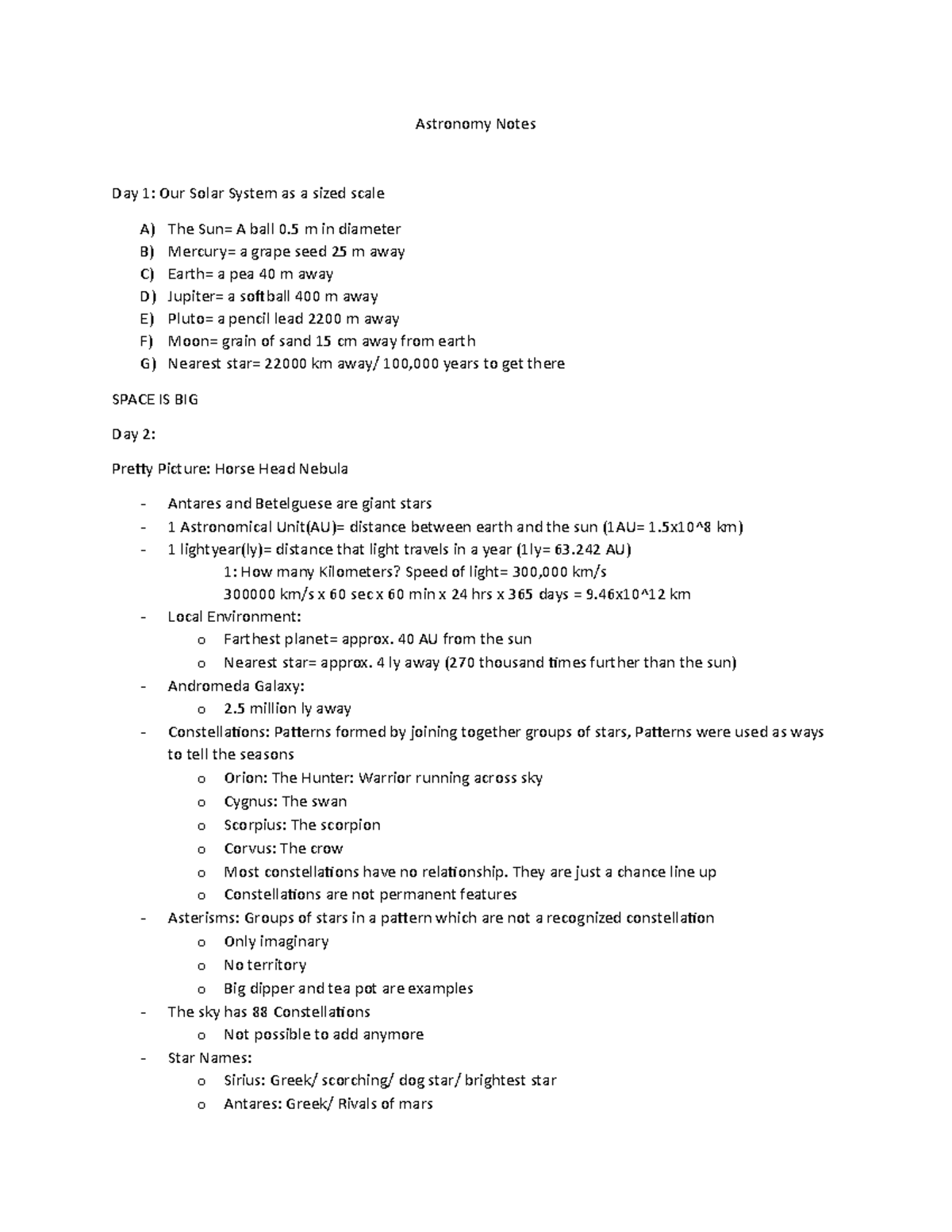 Lecture notes - detailed notes from entire semester - Astronomy Notes ...