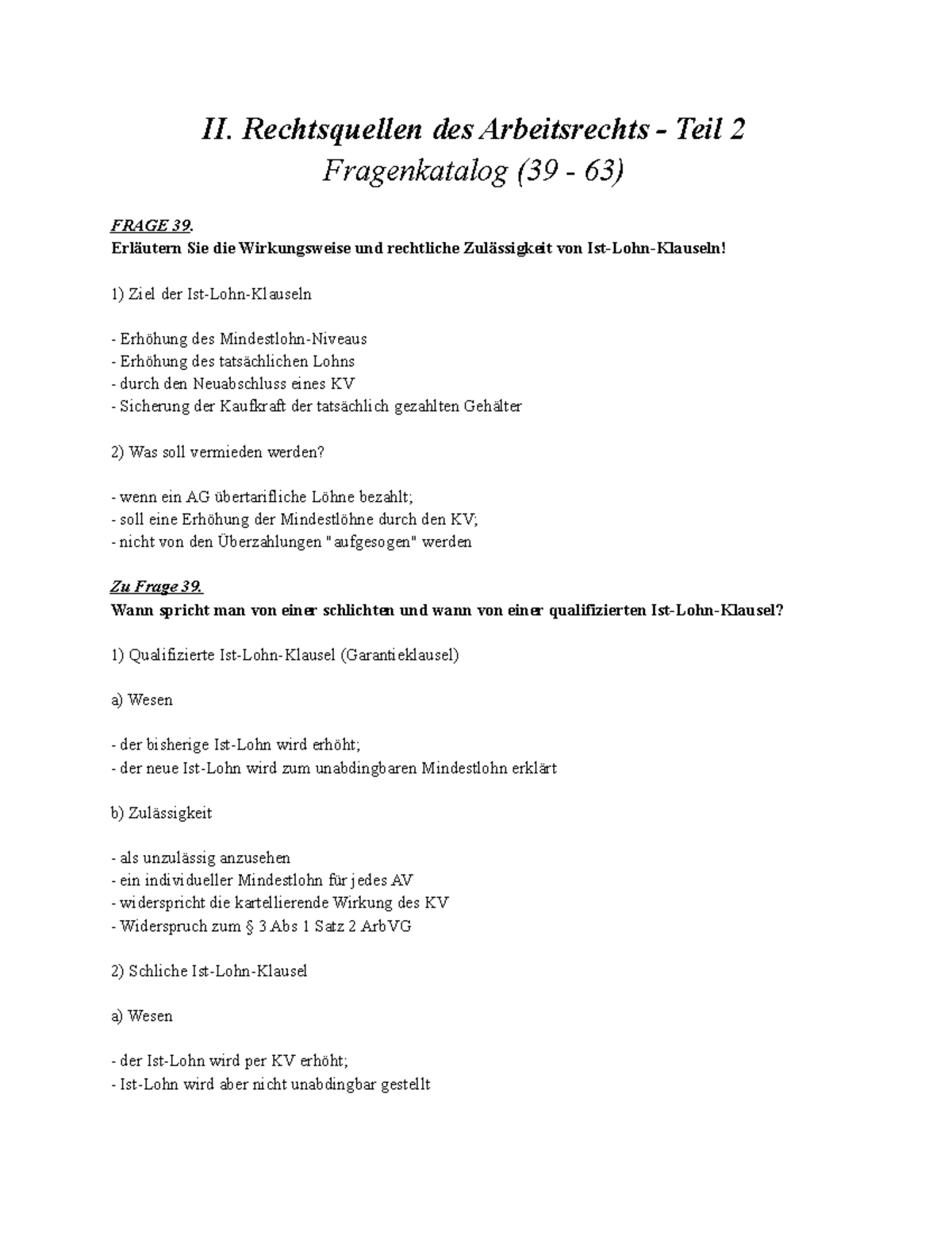 II. Rechtsquellen des Arbeitsrechts - Teil 2 - II. Rechtsquellen des ...