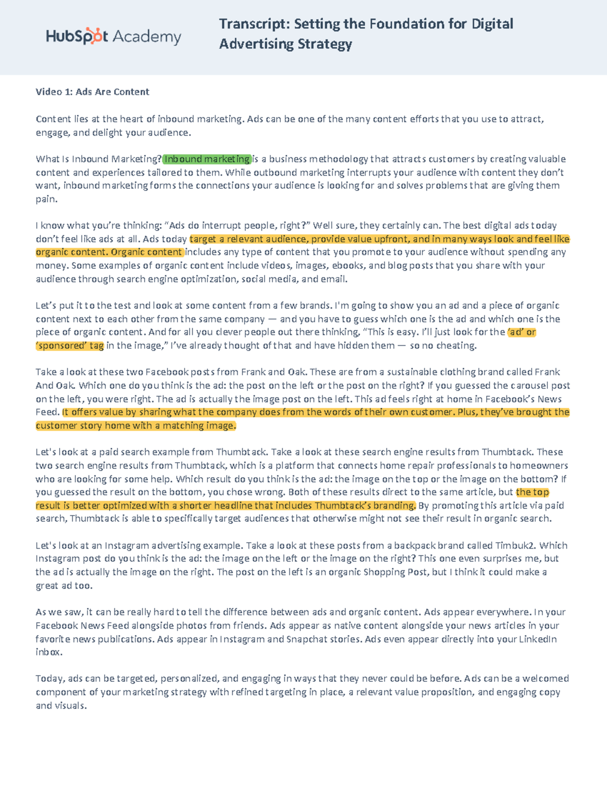 Setting the Foundation for Digital Advertising Strategy - Transcript ...