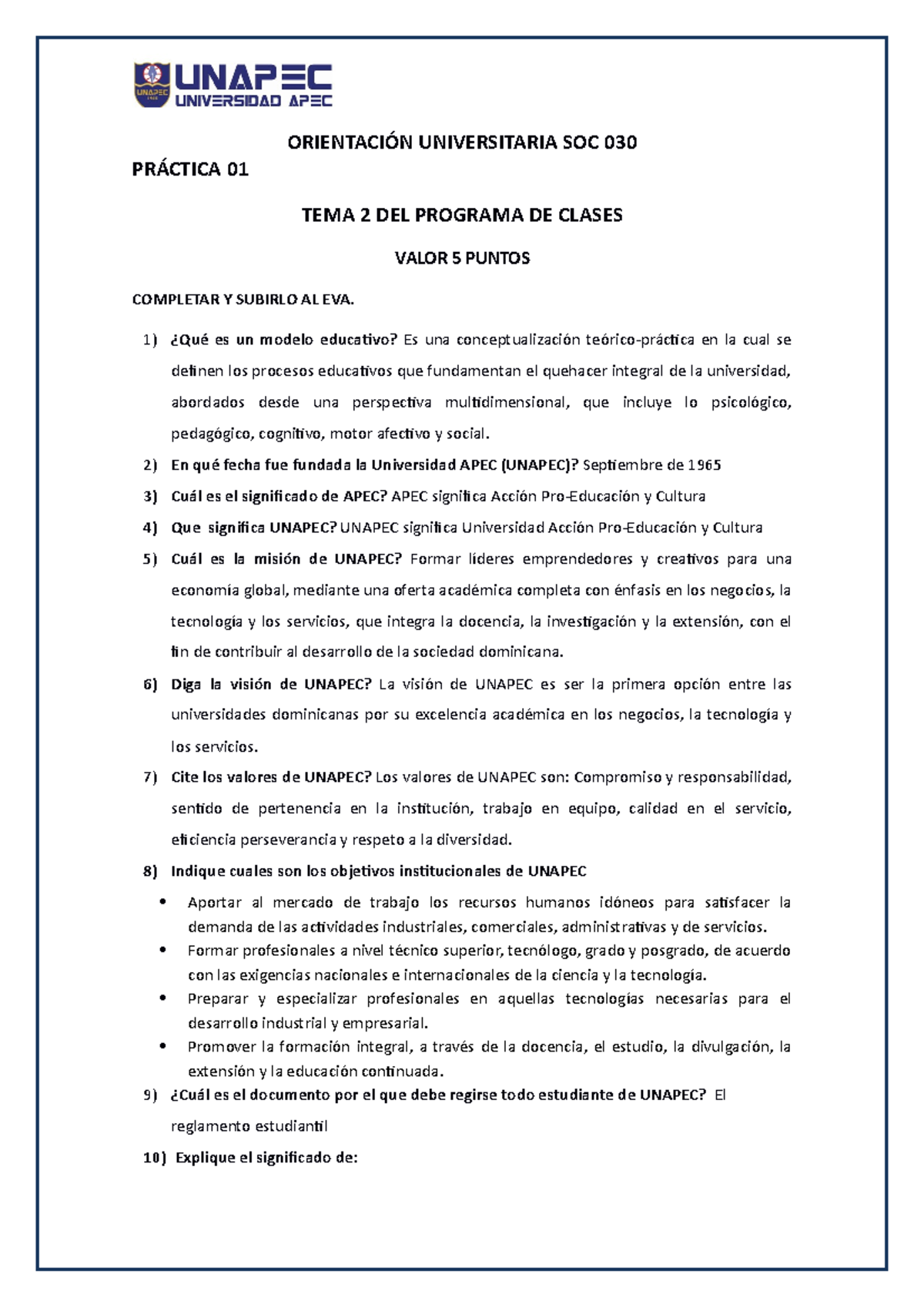 Modelo educativo - PRÁCTICA 01 TEMA 2 DEL PROGRAMA DE CLASES VALOR 5 ...