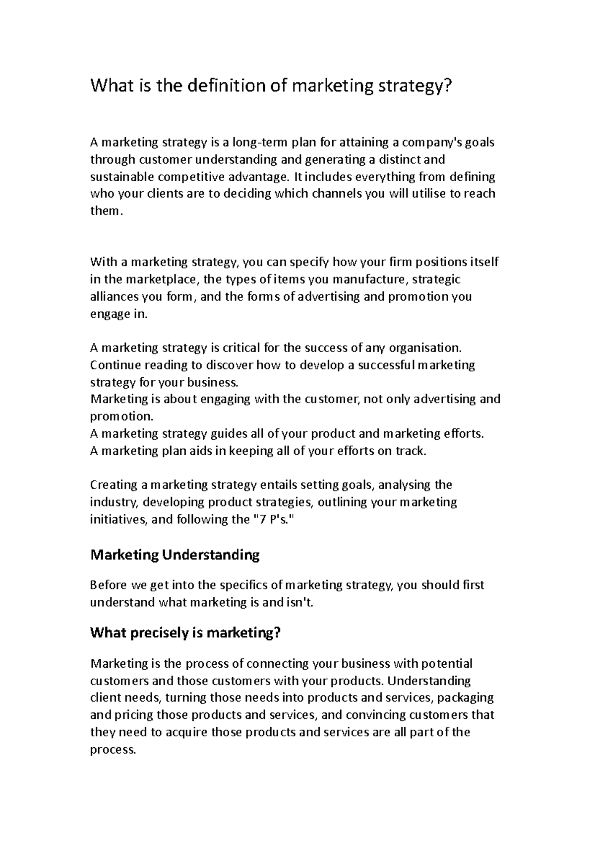 What is the definition of marketing strategy - It includes everything ...