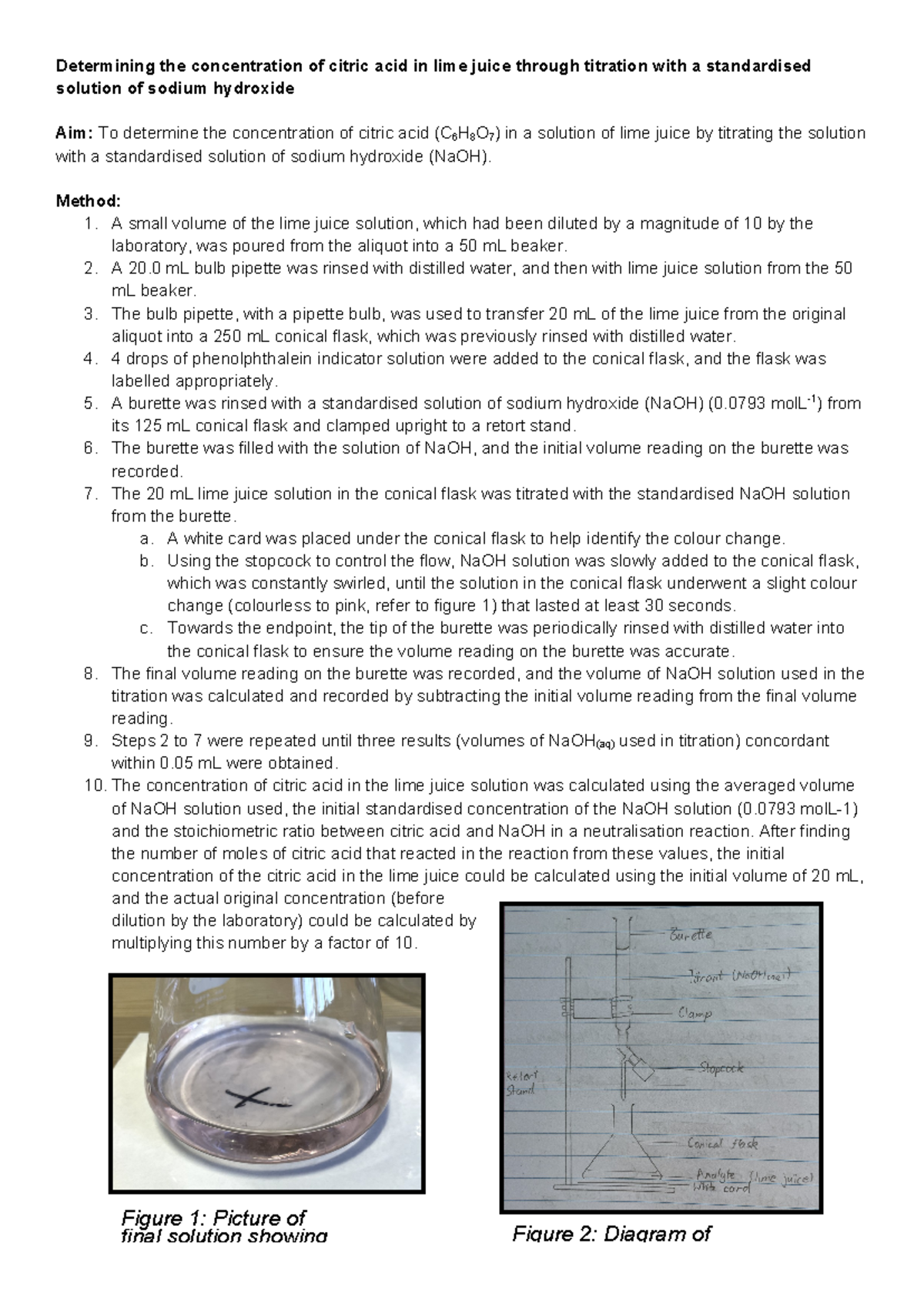 NSW Stage 6 Chemistry Titration Depth Study - Determining the ...