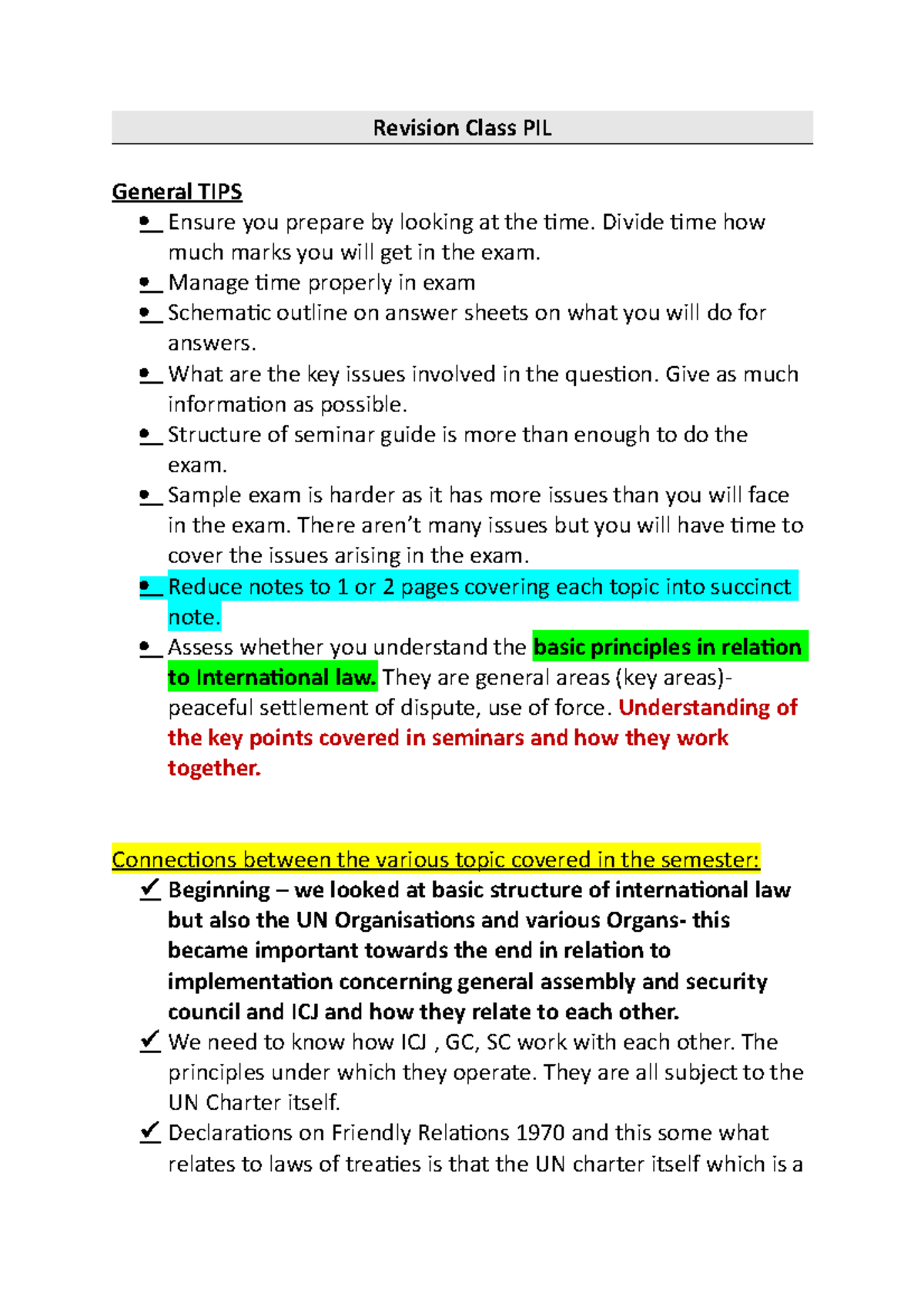 Revision Class PIL - Revision Class PIL General TIPS Ensure you prepare ...