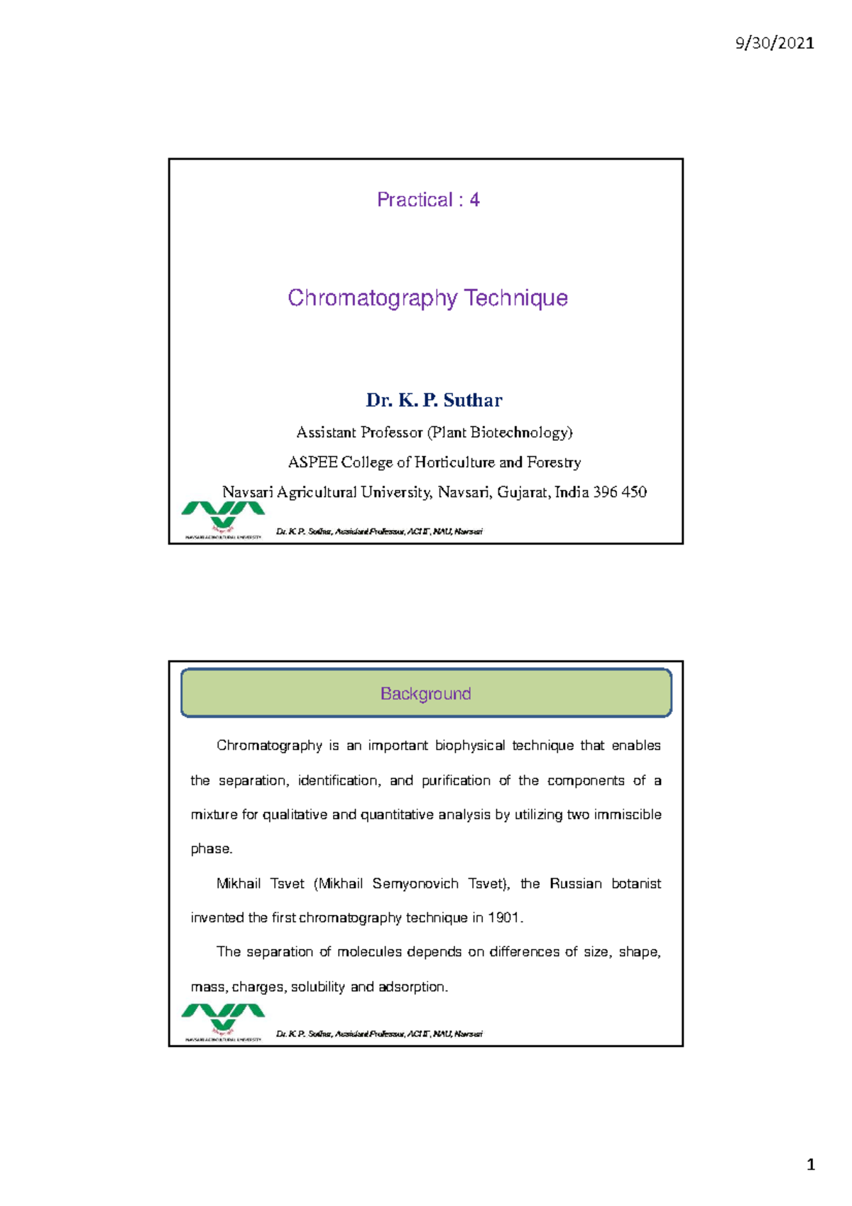 4 Chromatography Techniques - Practical : 4 Chromatography Technique Dr ...