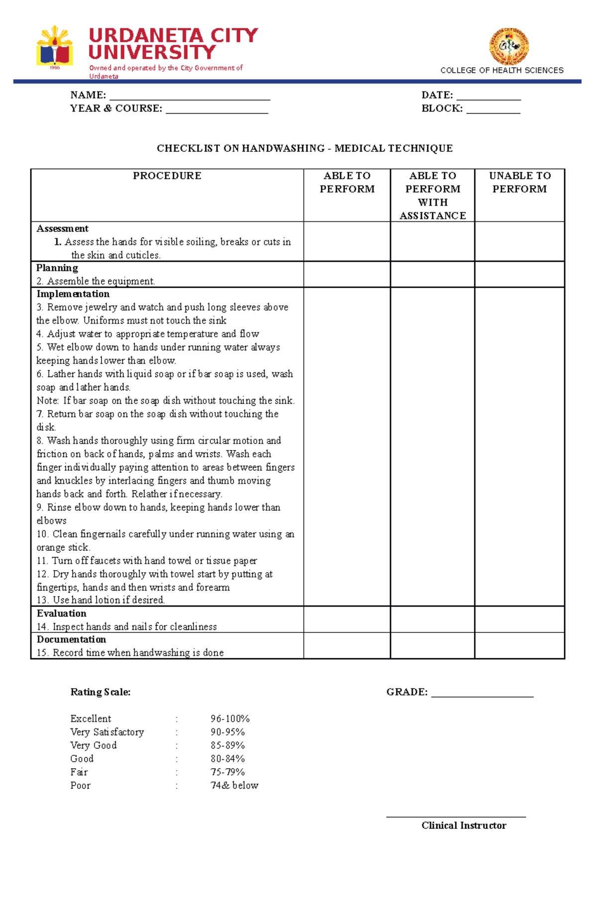 Skills-Checklist - Skills and Lab - NAME ...