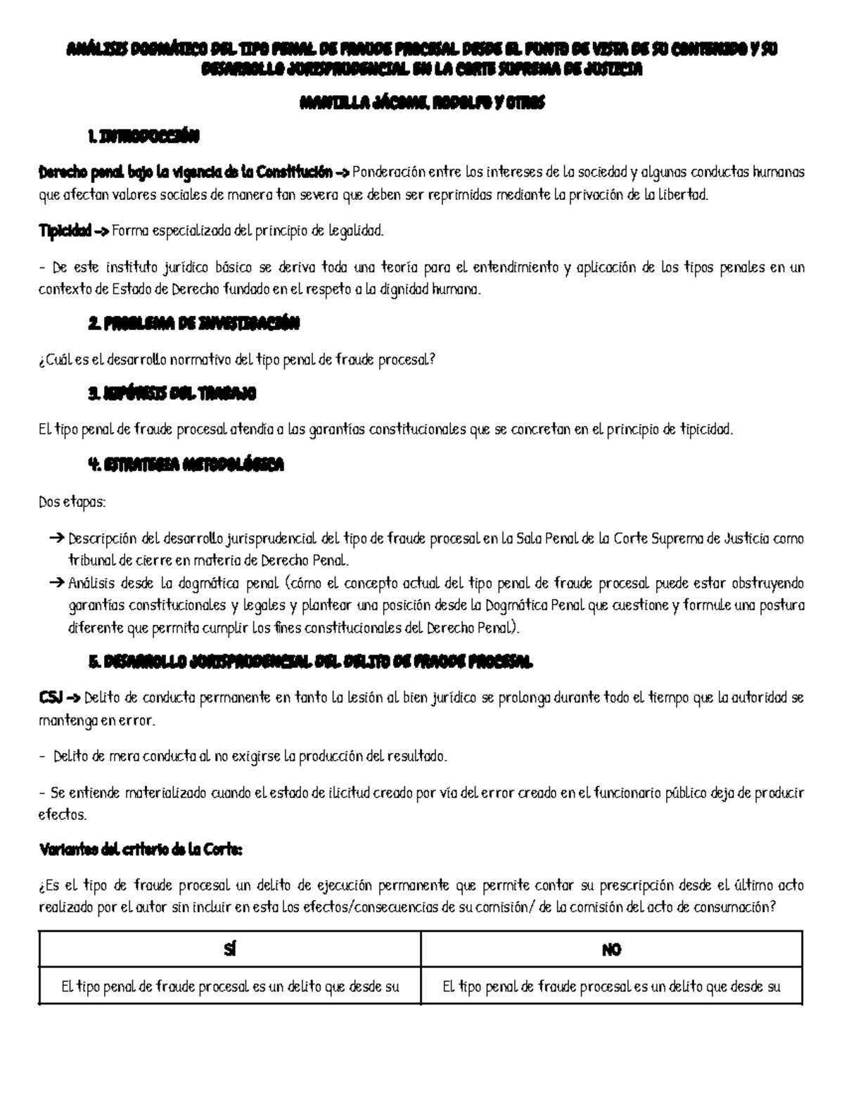 Análisis dogmático del tipo penal de fraude procesal - ANÁLISIS ...