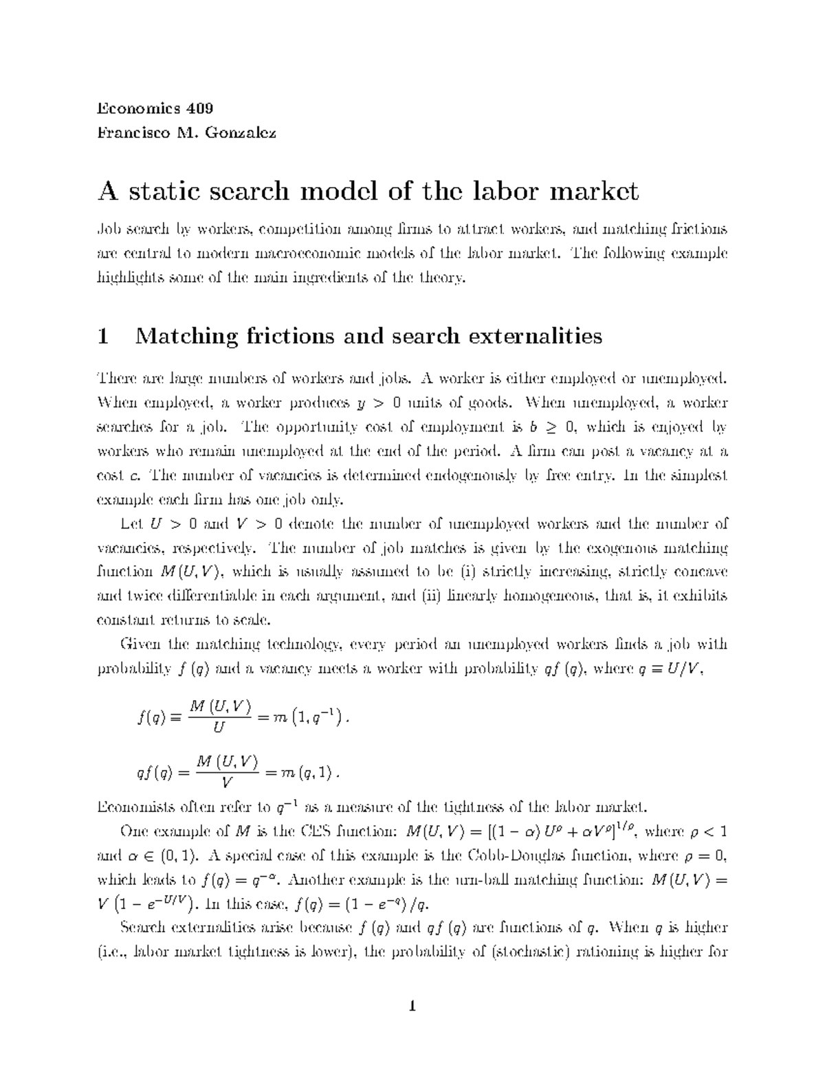 (6) a static model of the labor market - Economics 409 Francisco M ...