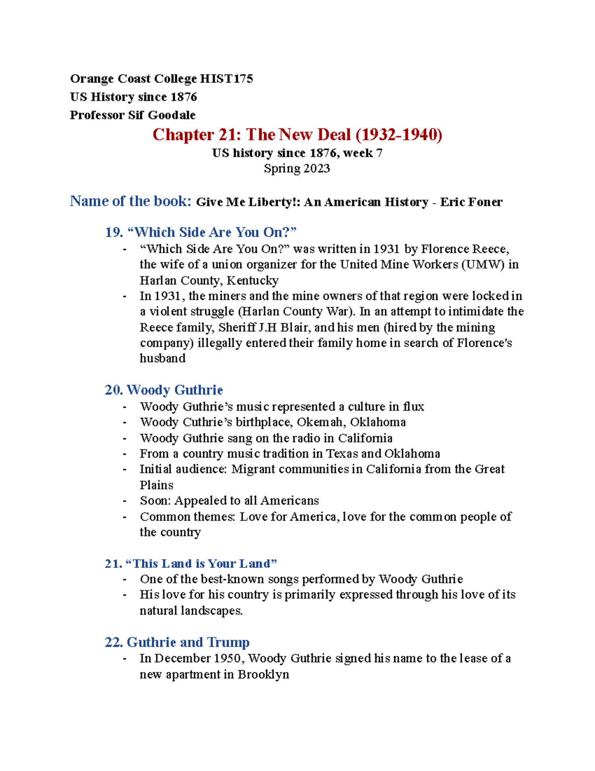 Week 7 Notes - The New Deal (1932-1940) - Orange Coast College HIST US ...