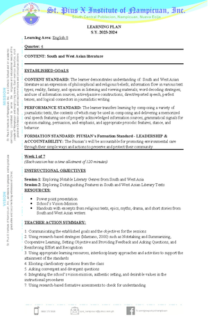 Lp Q4 W1 Reading and Writing Skills 11 - LEARNING PLAN Reading and ...