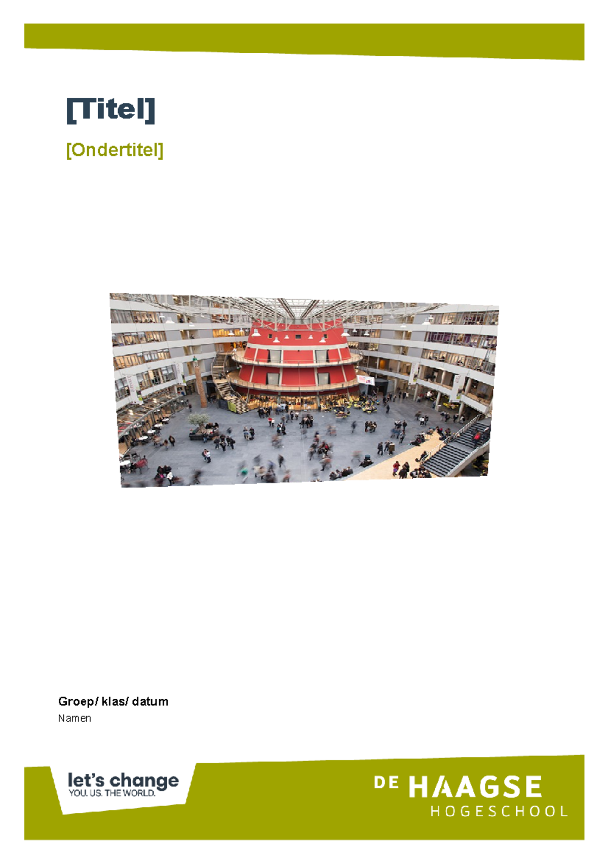 HHs-verslag sjabloon - [Titel] [Ondertitel] Groep/ klas/ datum Namen ...