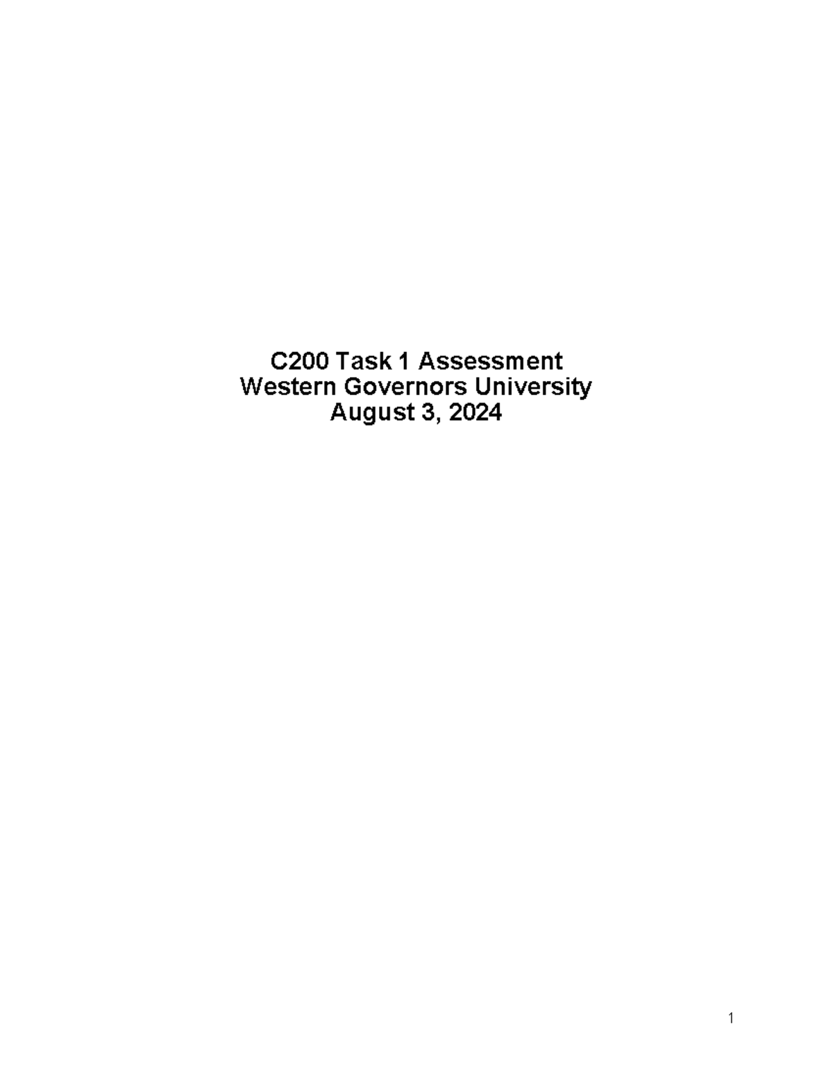 C200 Task 1 Assessment - Complete Task 1, passed - C200 Task 1 ...