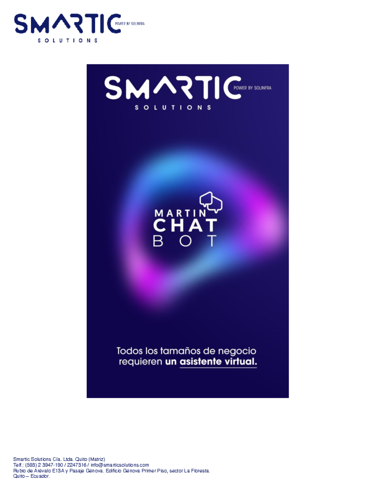 Chatbot Smartic Especificaciones Técnicas - Smartic Solutions Cía. Ltda. Quito (Matriz) Telf ...