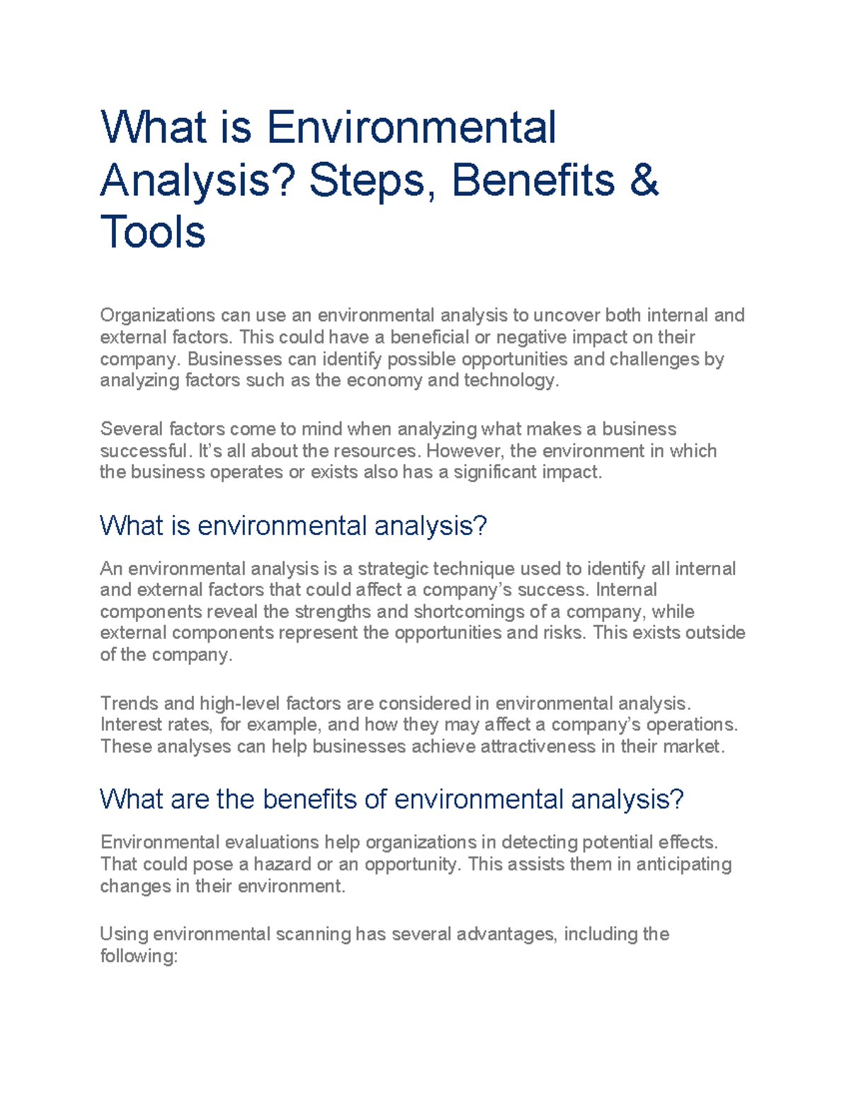 Assessing risk in Business environment - What is Environmental Analysis ...