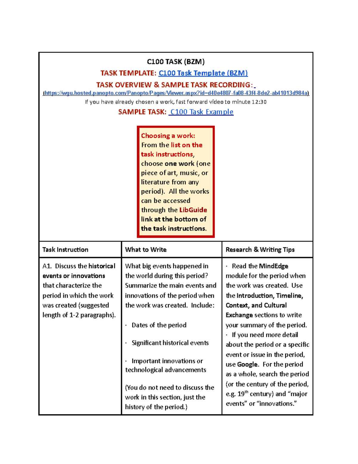 C100 Task Tips (v4, BZM) - C100 TASK (BZM) TASK TEMPLATE: C100 Task ...