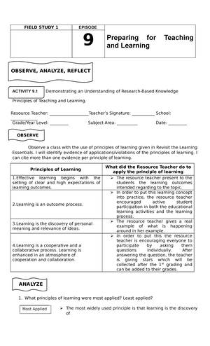 FS1 Episode 12 - ACTIVITY 12. OBSERVING ASSESSMENT FOR LEARNING ...