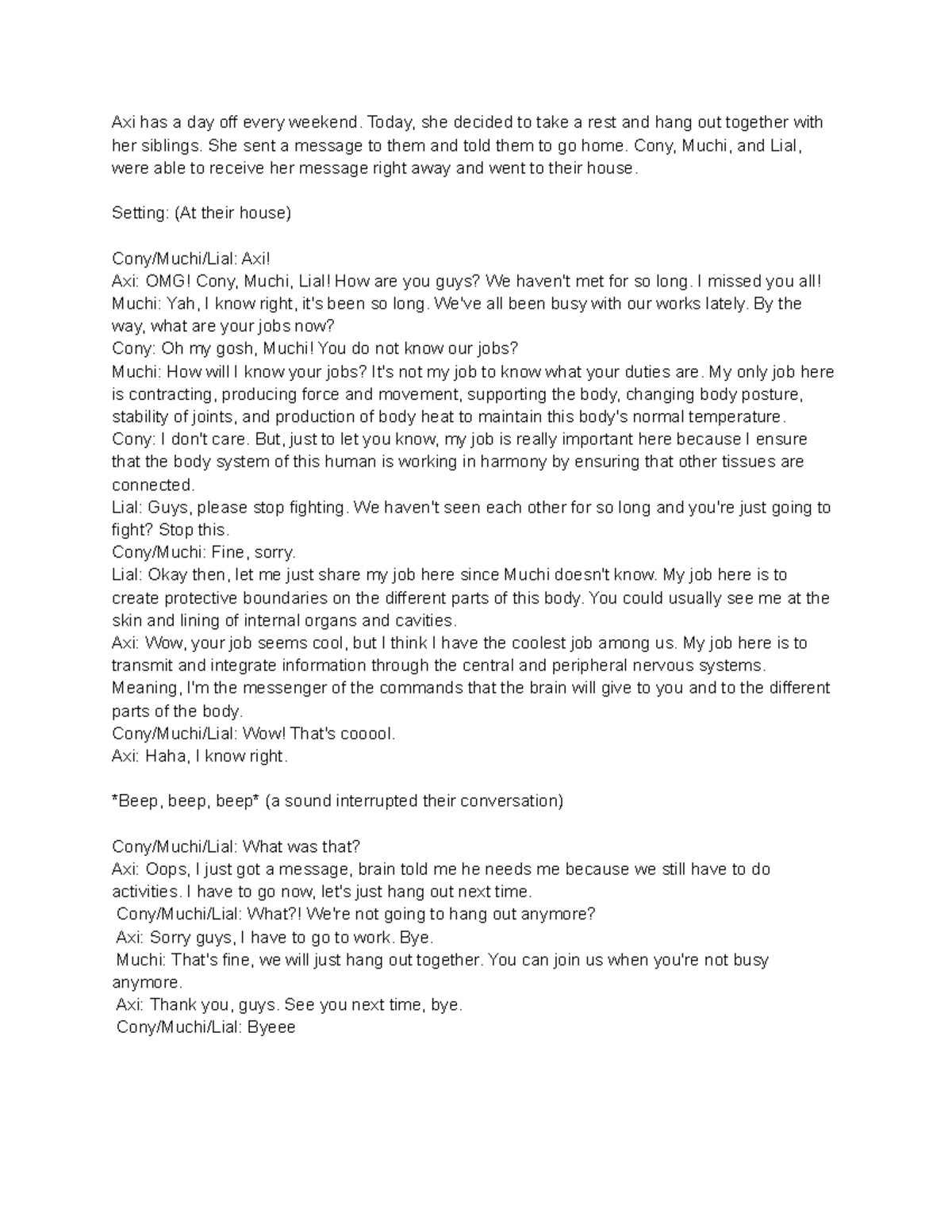 Genbio skit - Axi has a day off every weekend. Today, she decided to ...