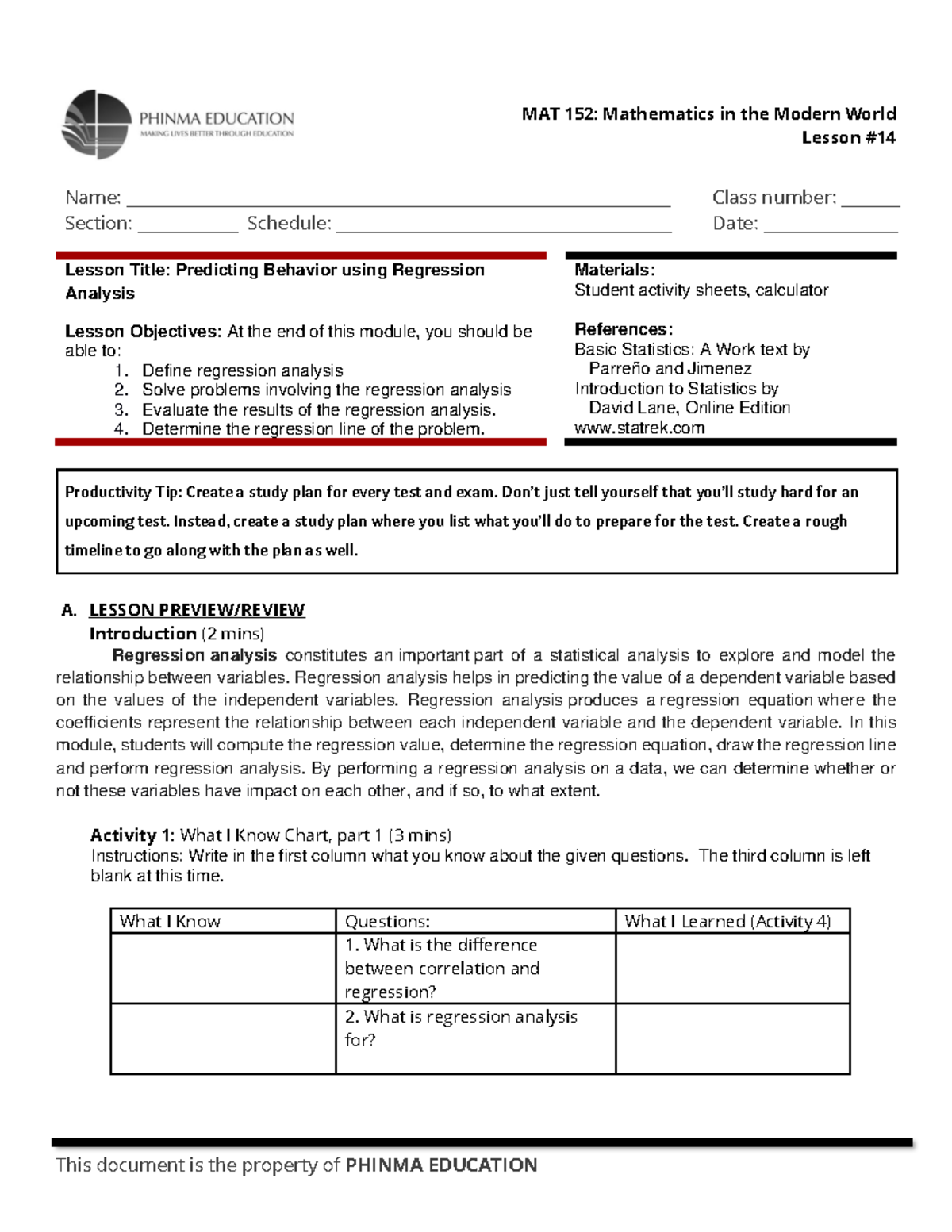 MAT 152 SAS#14 2324 - This file contains questions about the following ...