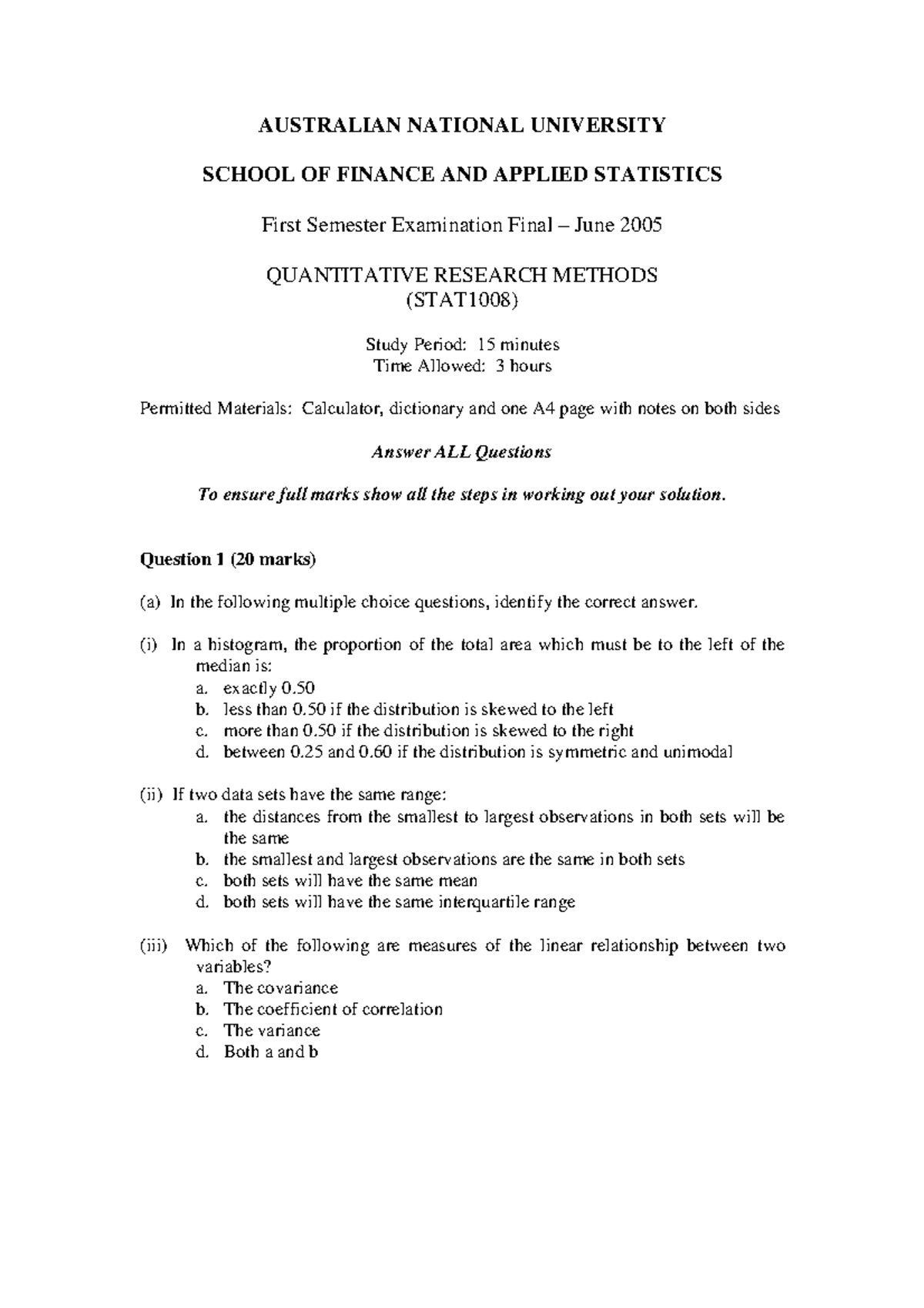 Final%20Exam%20S1%2D2005 - AUSTRALIAN NATIONAL UNIVERSITY SCHOOL OF ...