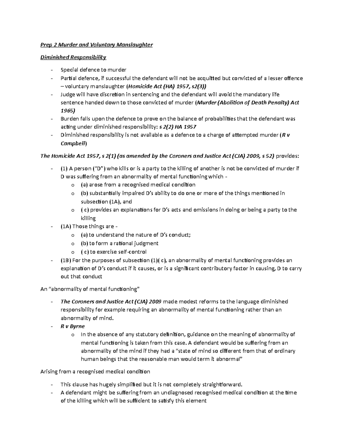 Prep 2 Murder and Voluntary Manslaughter - Prep 2 Murder and Voluntary ...