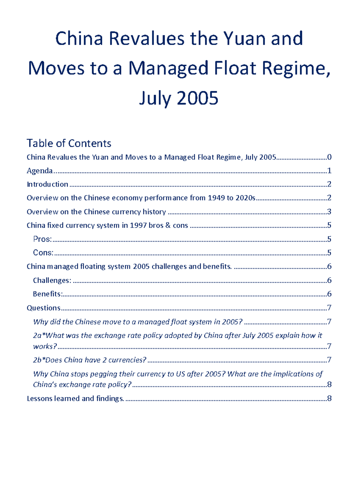China Moves to a Managed Float Regime 2005 - China Revalues the Yuan ...