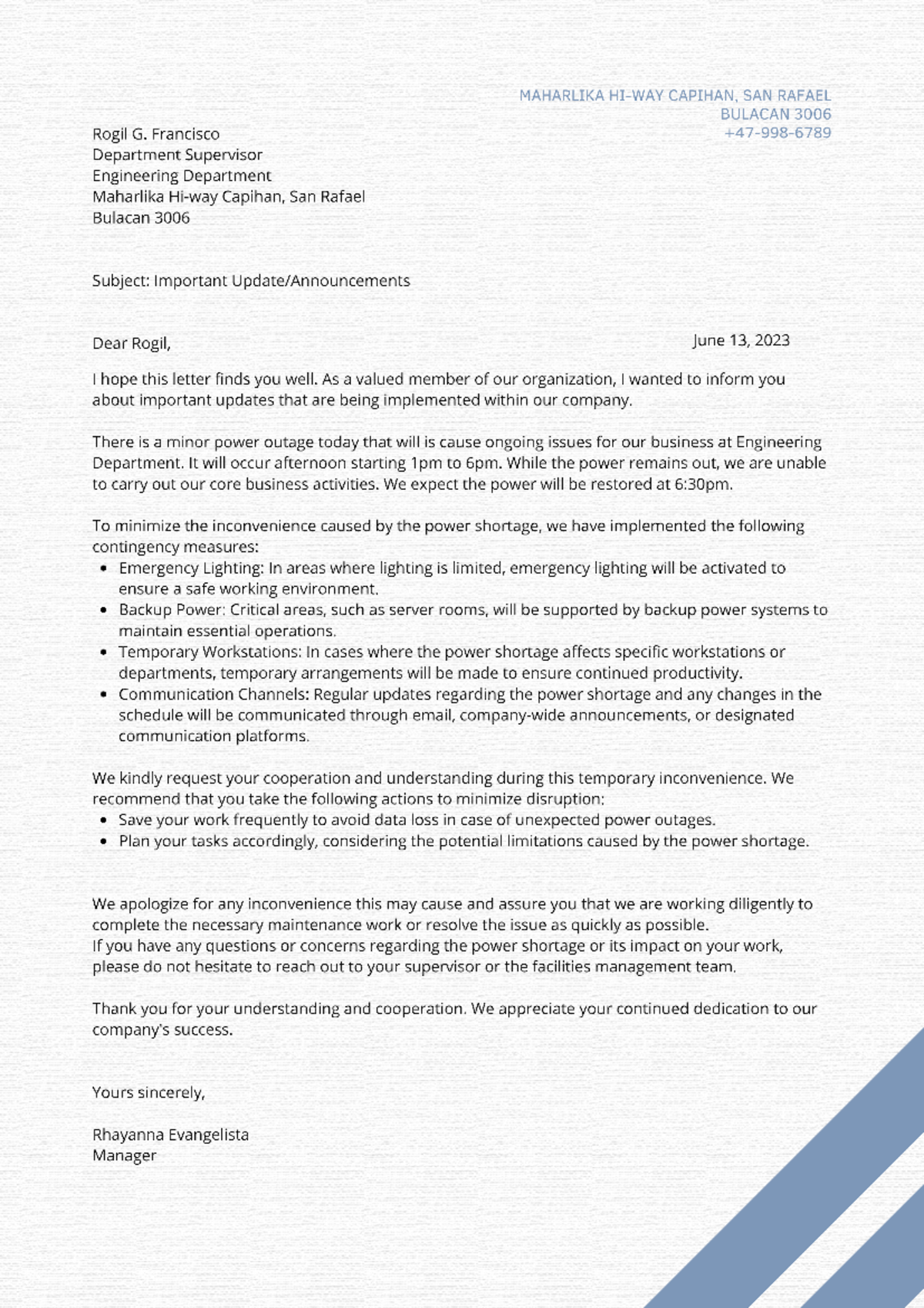 Formal Information Letter - BSBA MAJOR IN MARKETING MANAGEMENT - Studocu