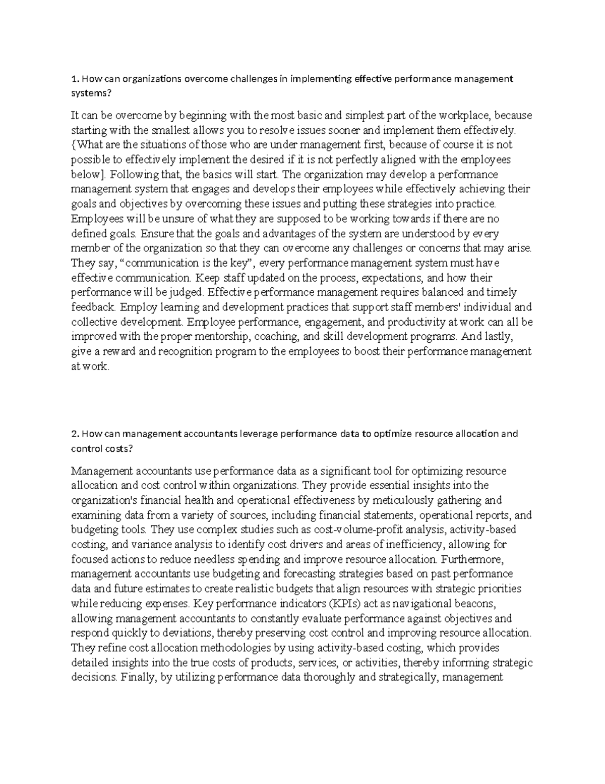 Assignment in PMS - 1. How can organizations overcome challenges in ...