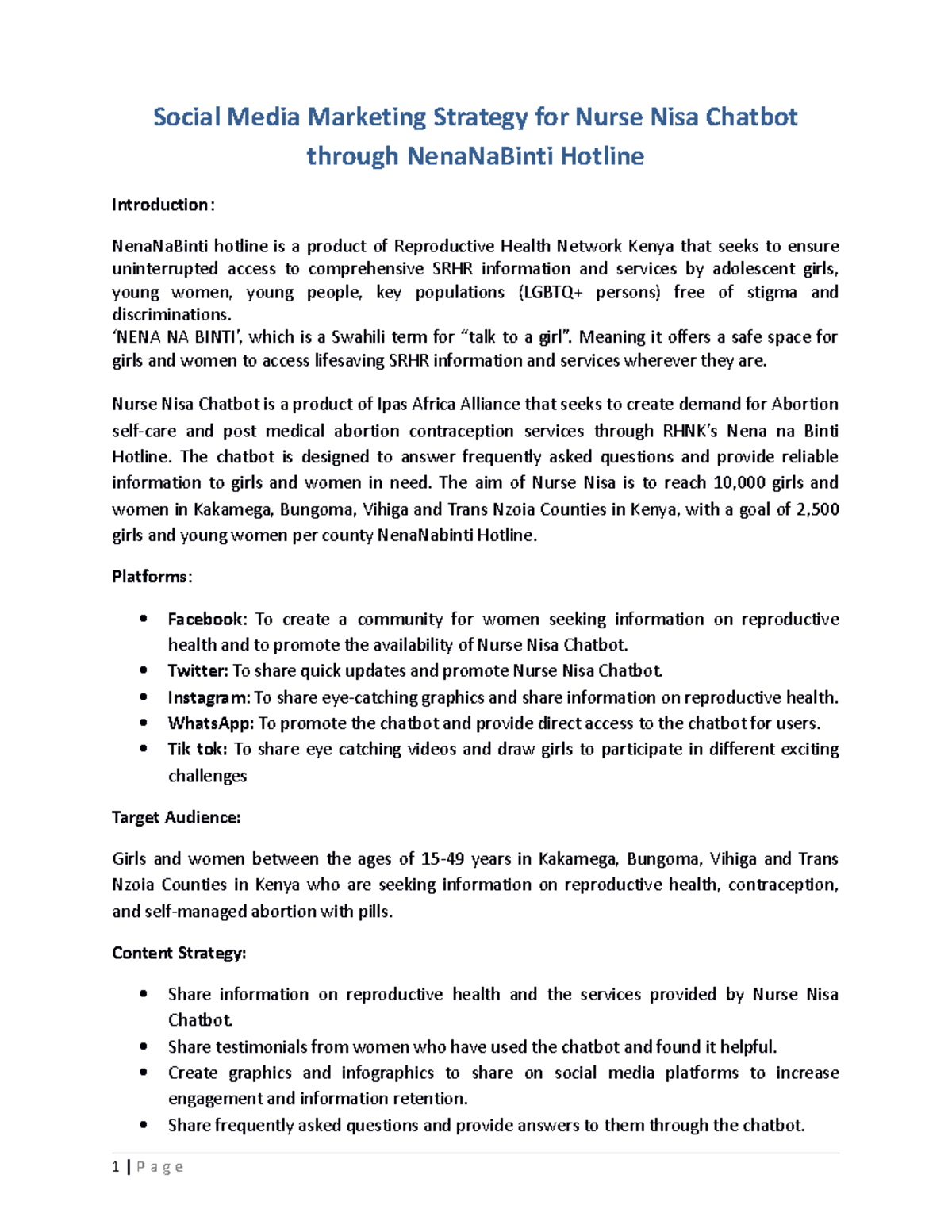 Nurse Nisa Chabot Marketing Strategy - Unit 14: Investigating Customer ...