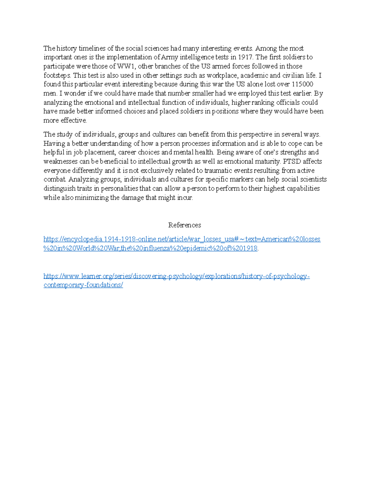 The history timelines of the social sciences discussion - The history ...