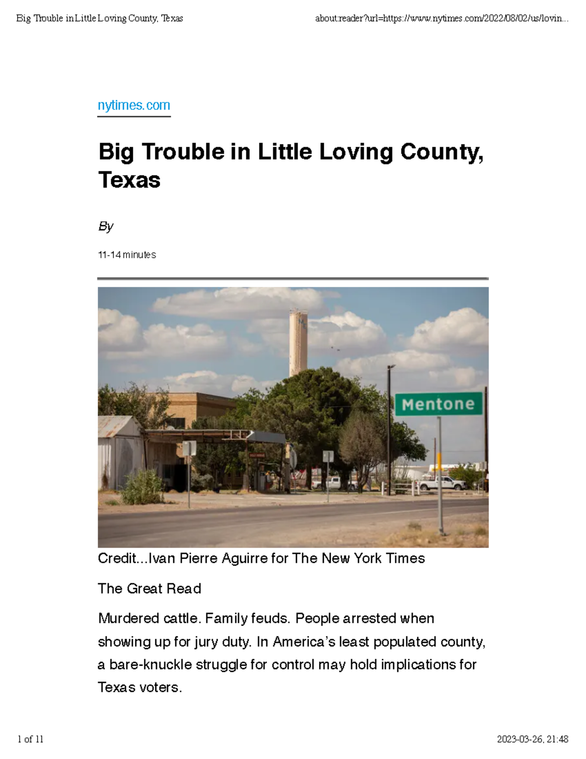 Big Trouble in Little Loving County, Texas - nytimes Big Trouble in ...