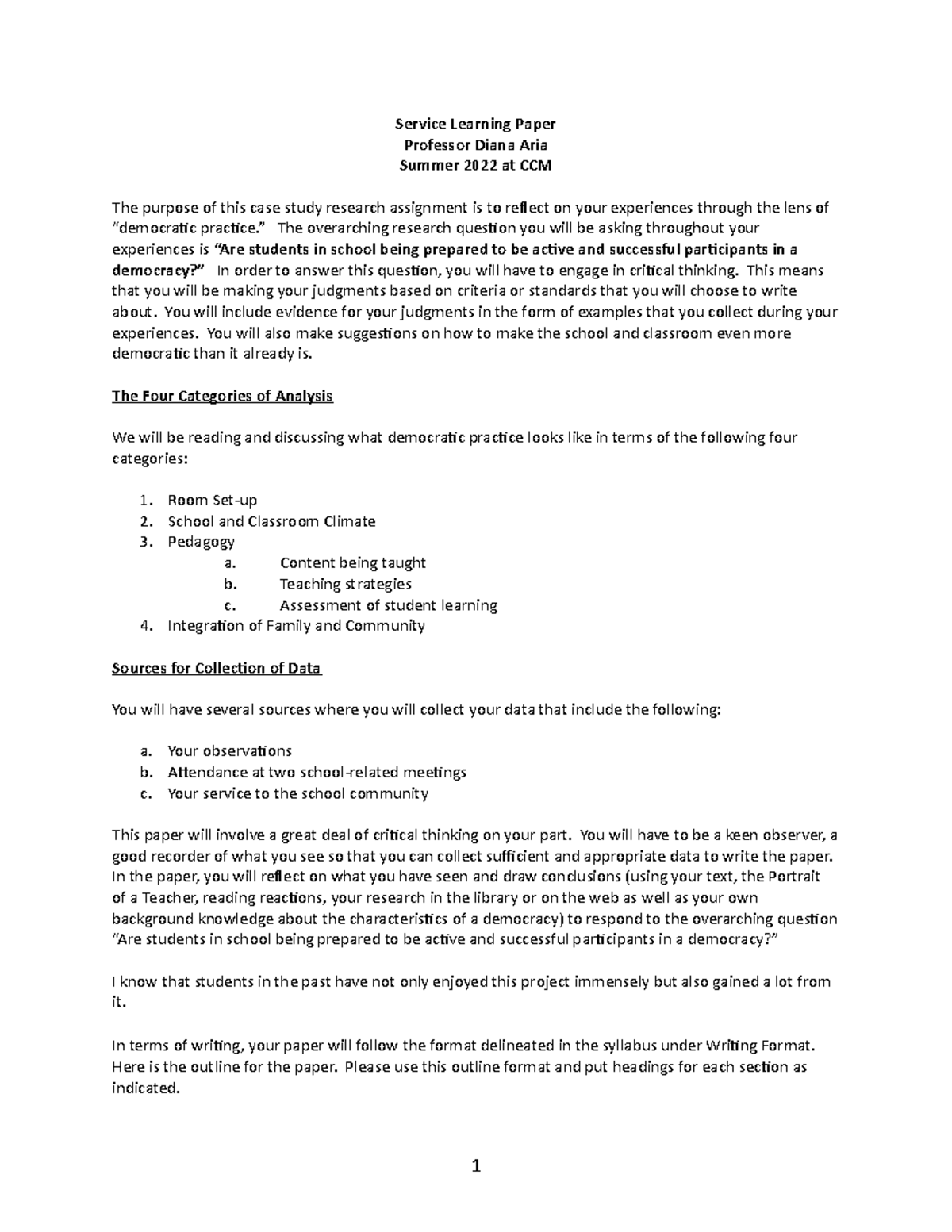 CCM PSY 291 Service Learning Paper Summer 2022 - Service Learning Paper ...