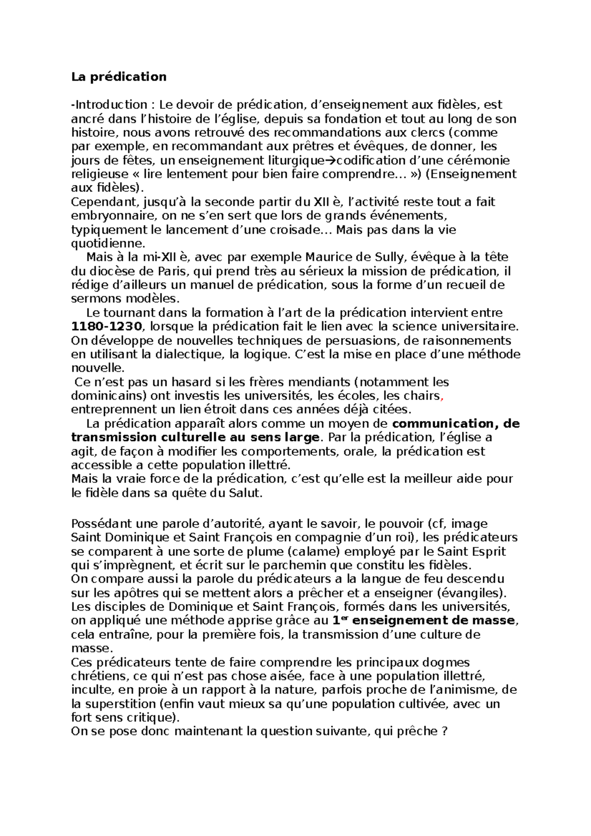 La prédication - La prédication -Introduction : Le devoir de ...